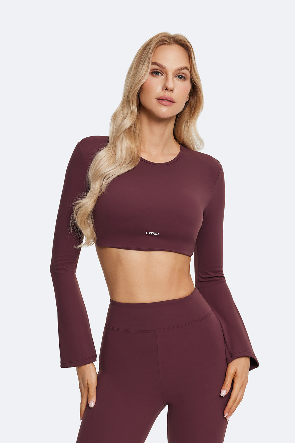 Backless Full-Sleeve Crop Top (Color: Burgundy) | BetterMe Store