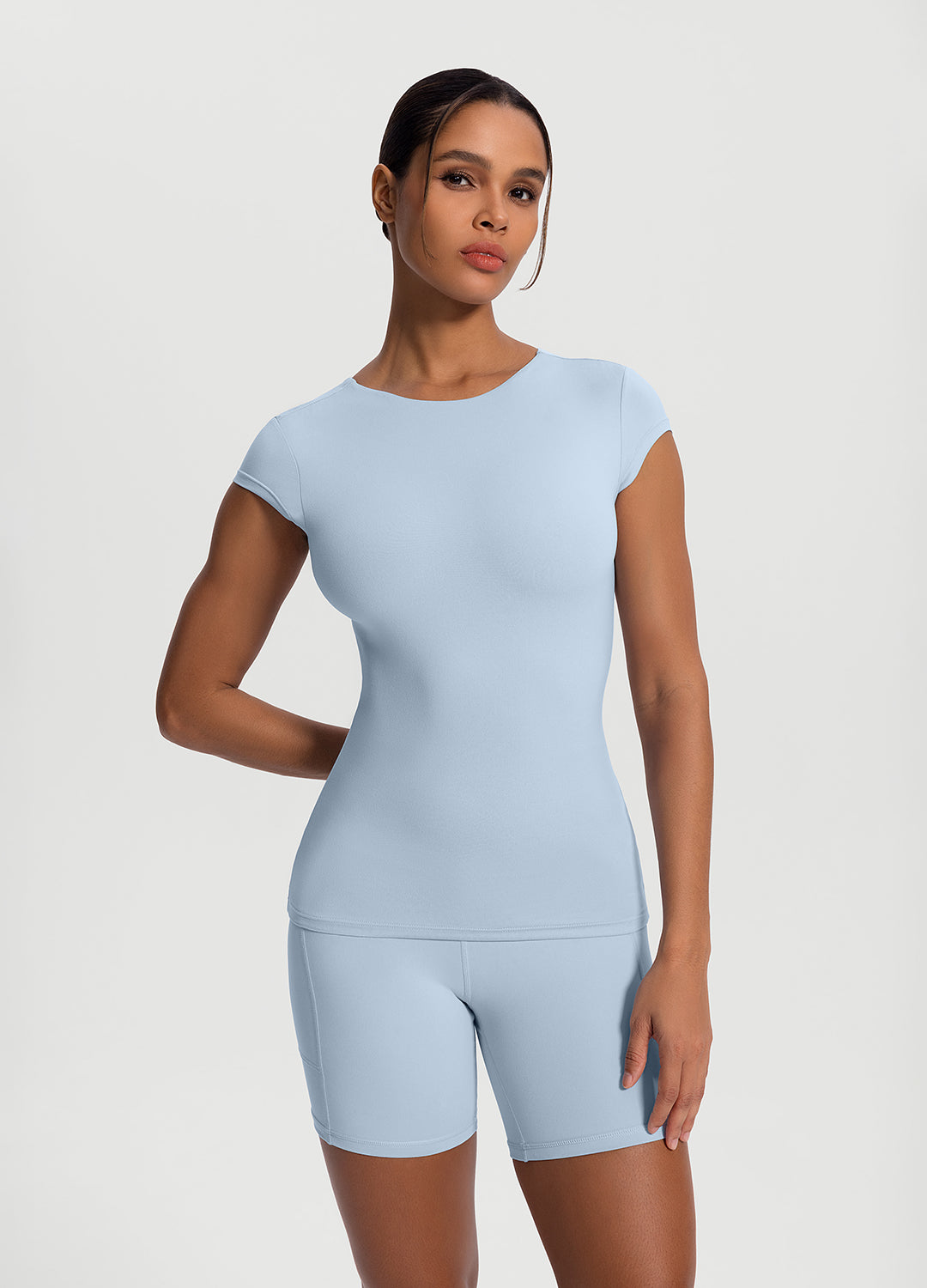 Essential Fitted Tee (Color: Sky Blue) | BetterMe Store