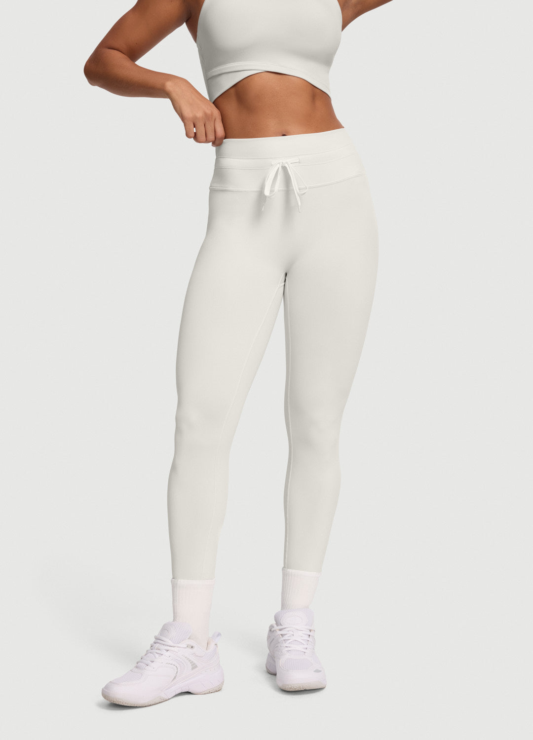 Sleek Drawstring Leggings (Color: White) | BetterMe Store