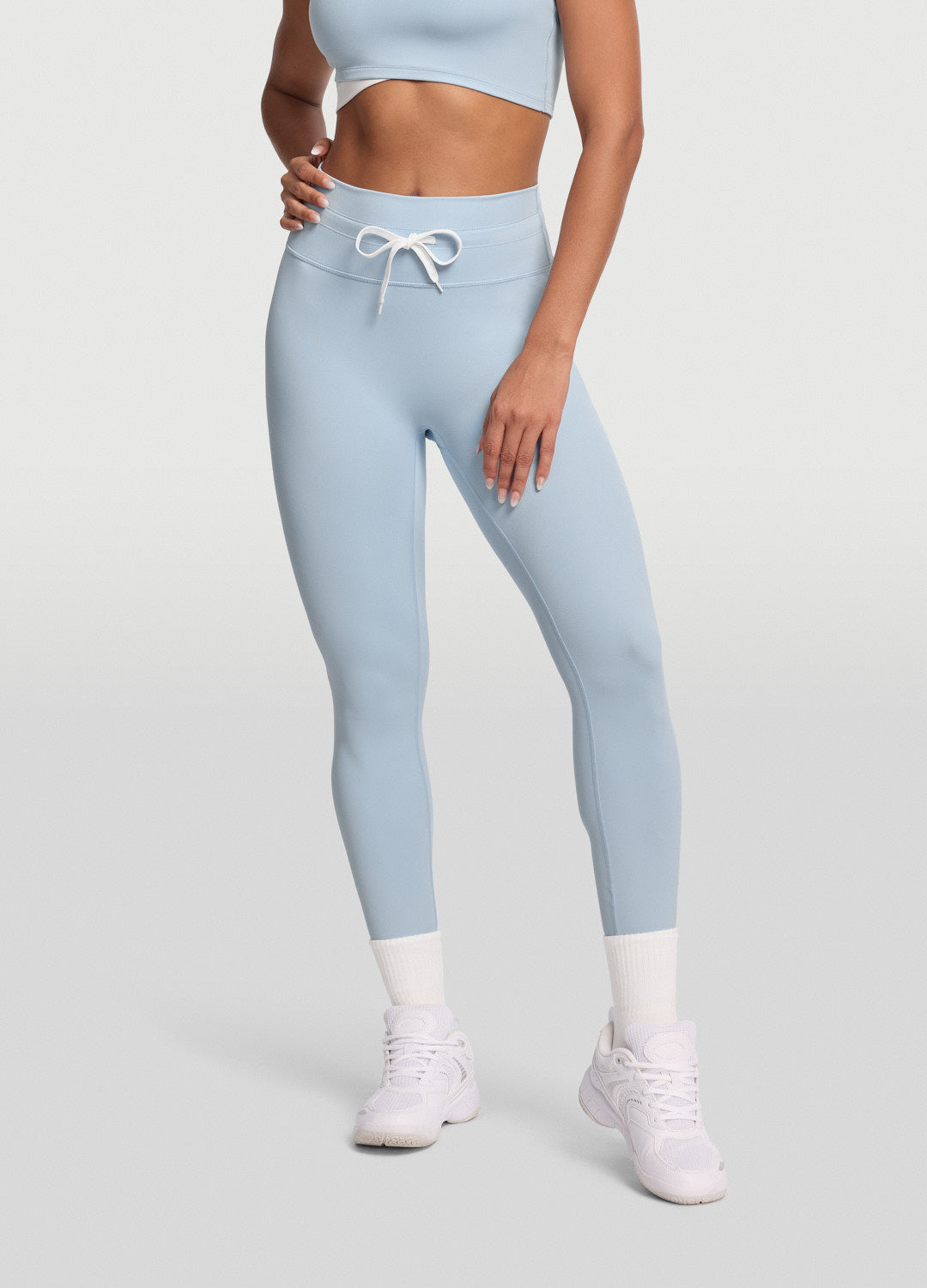 Sleek Drawstring Leggings (Color: Sky Blue) | BetterMe Store