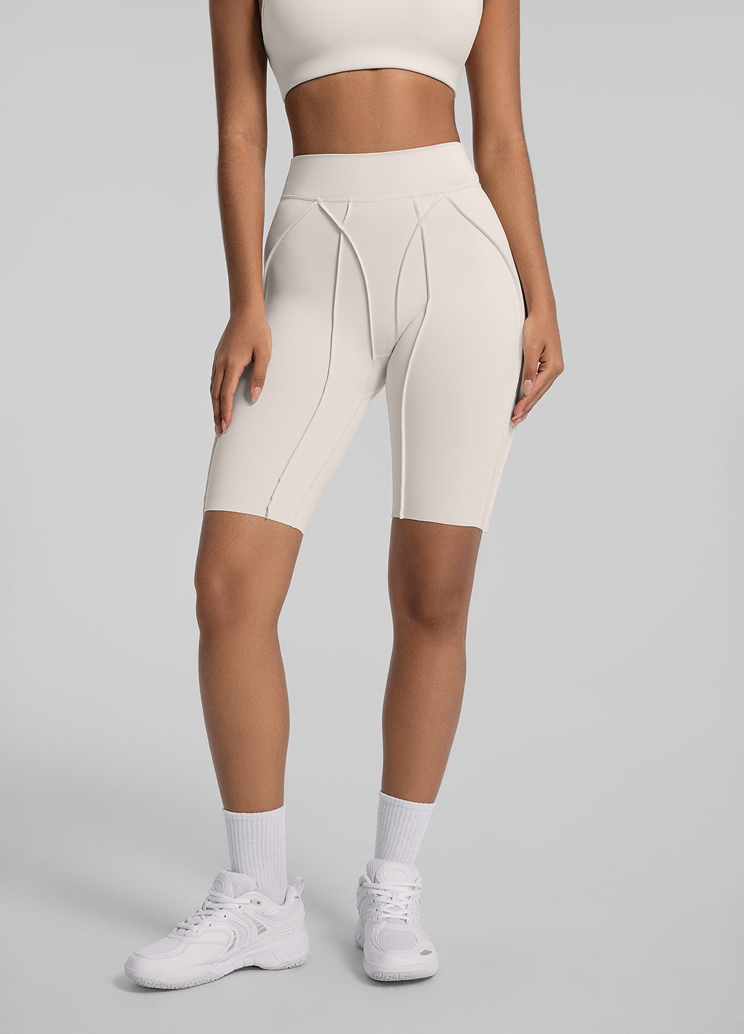 Contour Stitch Bike Shorts (Color: Ivory) | BetterMe Store