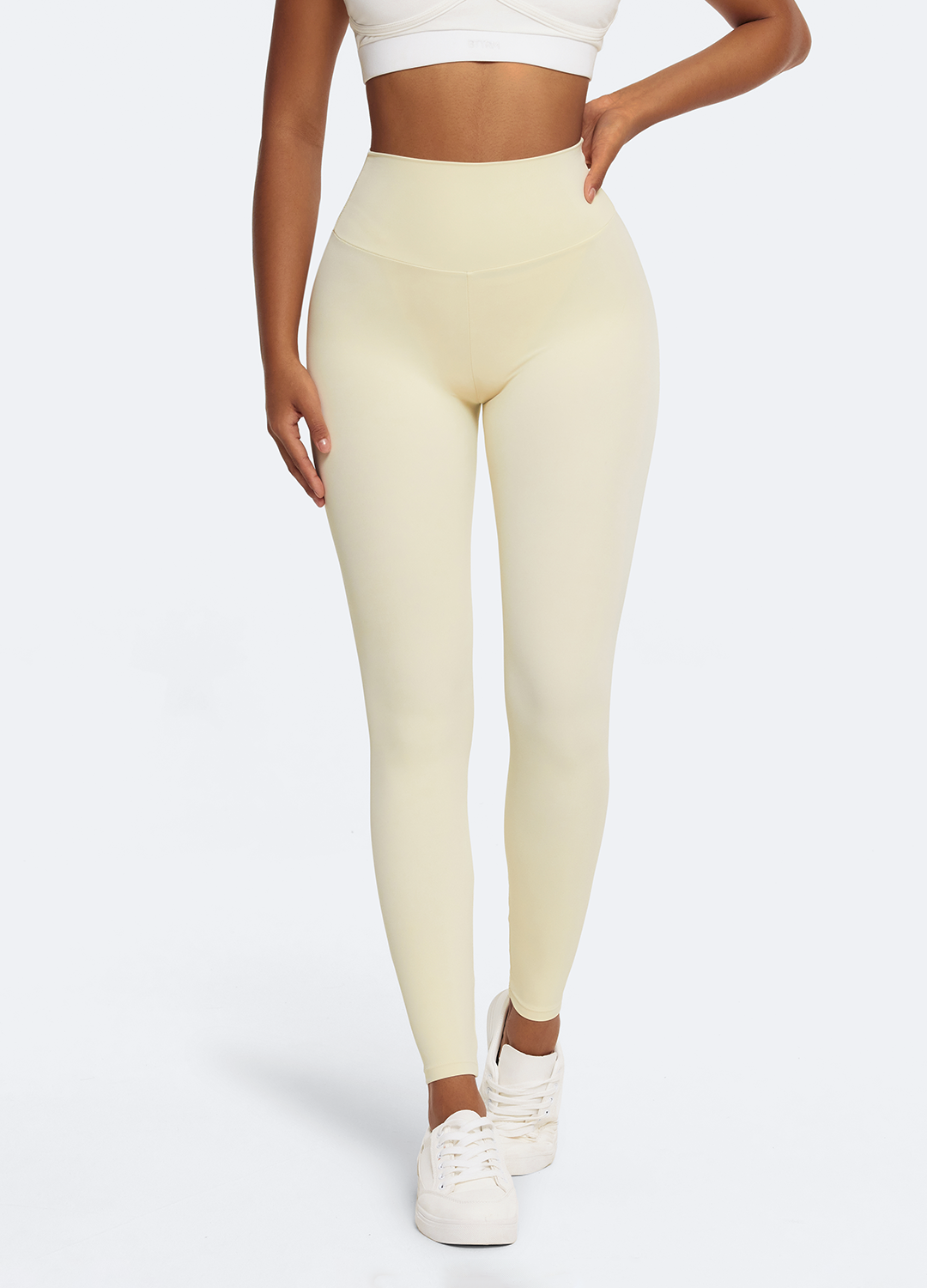 V-Seam Leggings with Push Up (Color: Ivory) | BetterMe Store