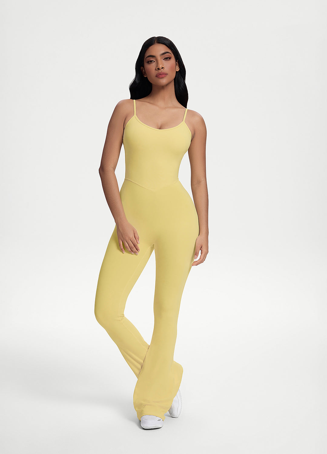 Flared Scrunch Jumpsuit (Color: Lemon Meringue) | BetterMe Store