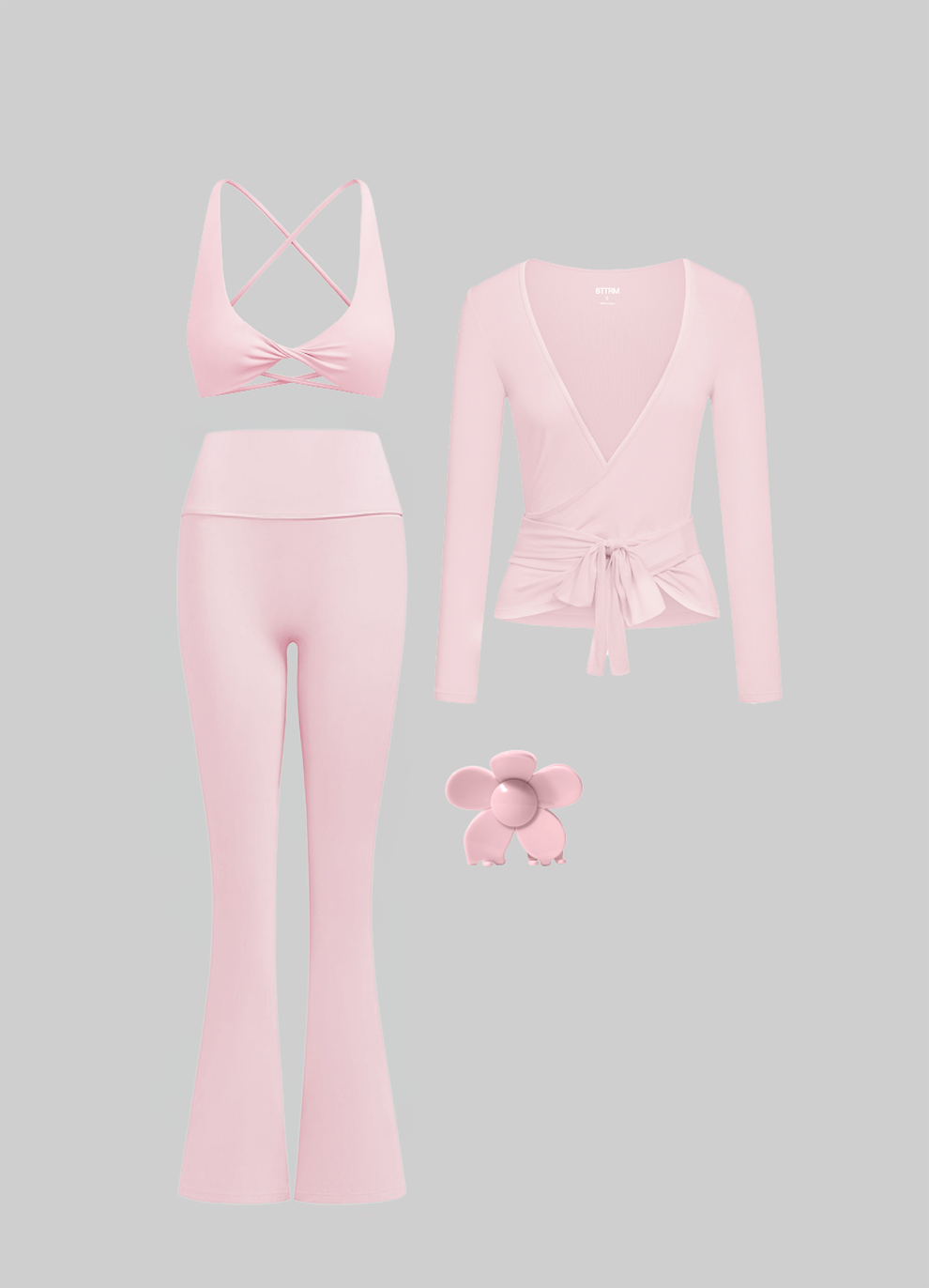 Pilates Wrap & Flare Set (Color: Ballet Pink) | BetterMe Store
